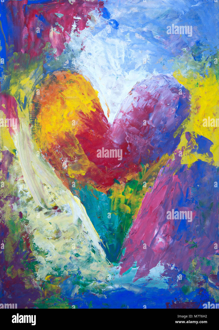 Abstract rainbow heart acrylic painting Stock Photo - Alamy