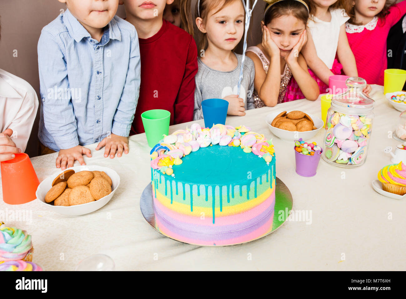 Colorful birthday cake Stock Photo - Alamy