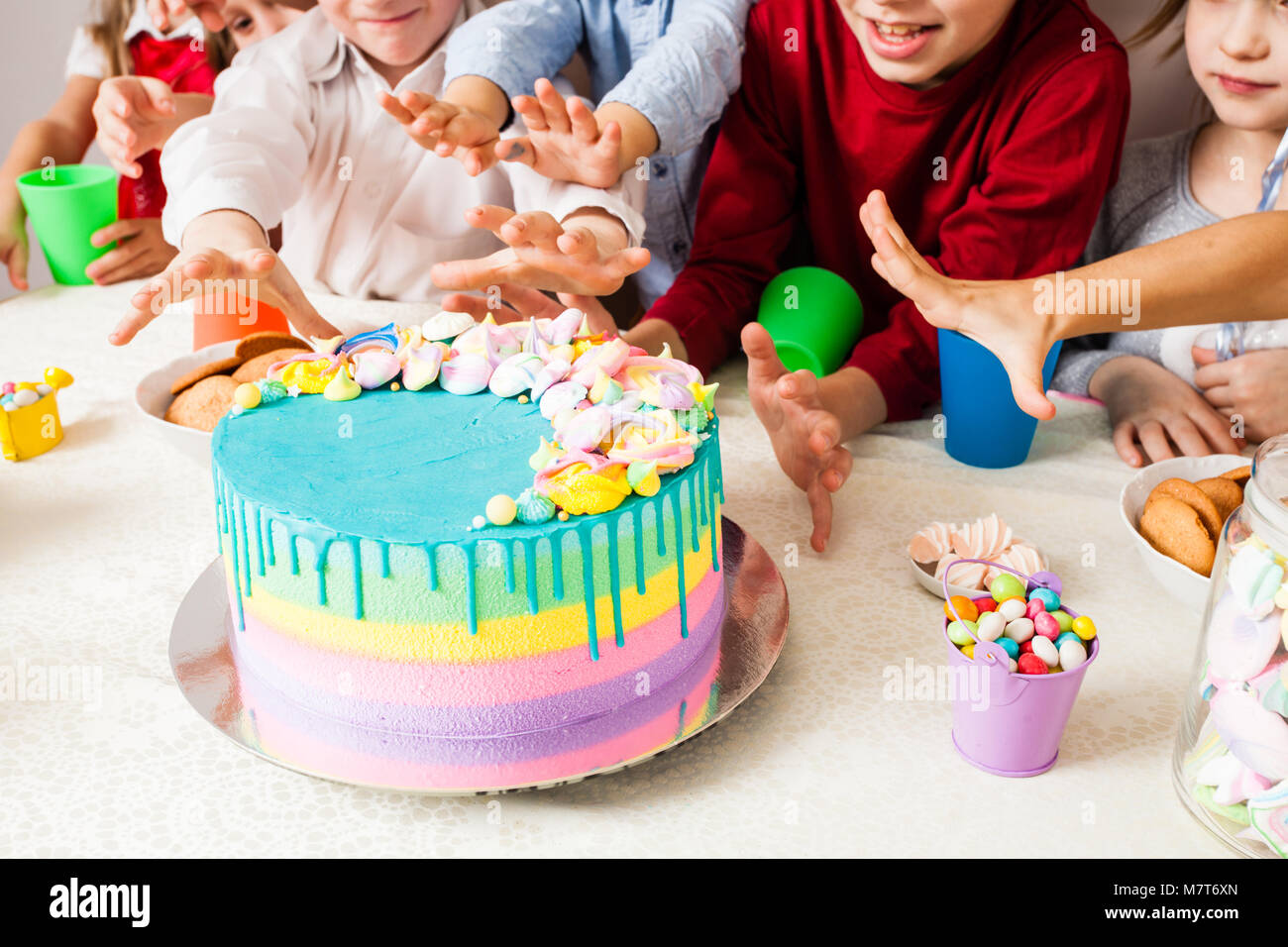 Colorful birthday cake Stock Photo - Alamy