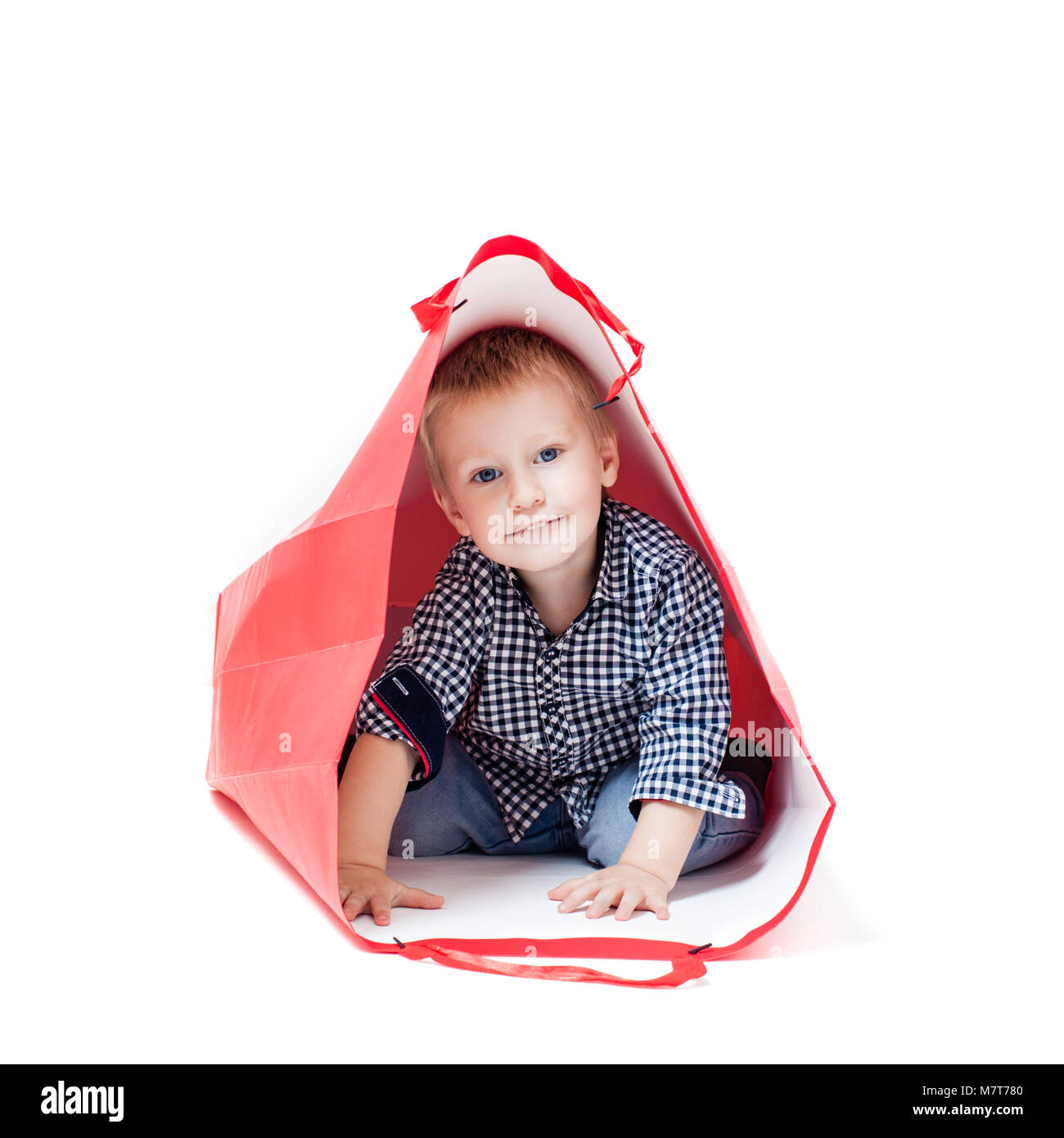 The boy inside packet Stock Photo - Alamy