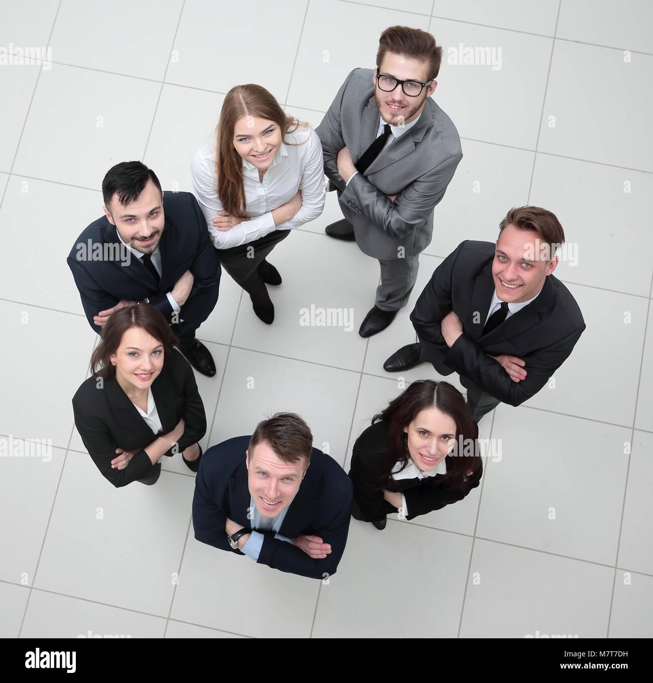 view from the top. young and promising business people Stock Photo - Alamy