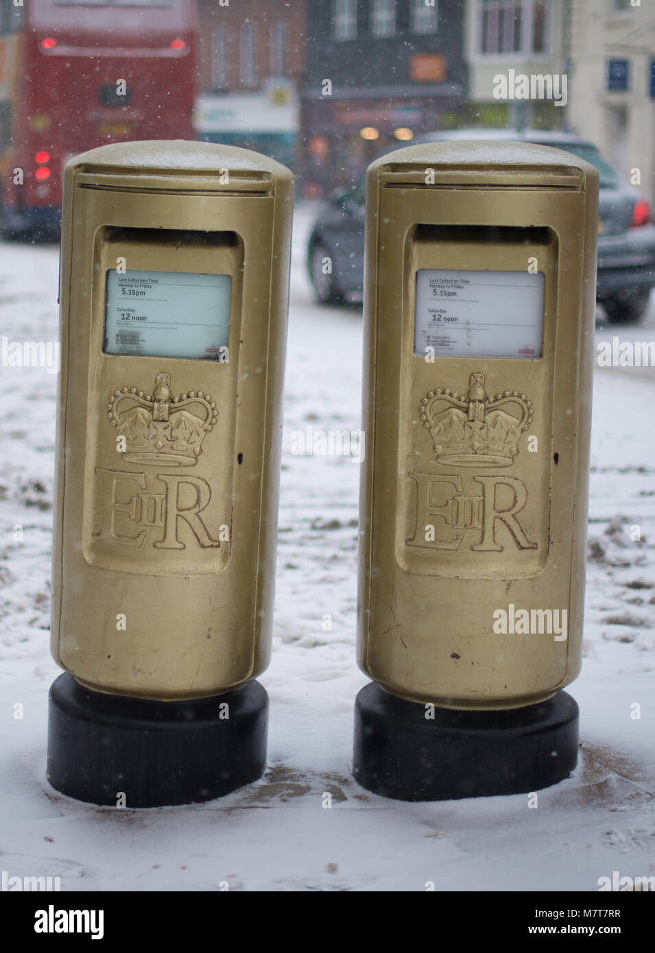 pair of golden post boxes in the UK to celebrate 2012 Olympic gold ...