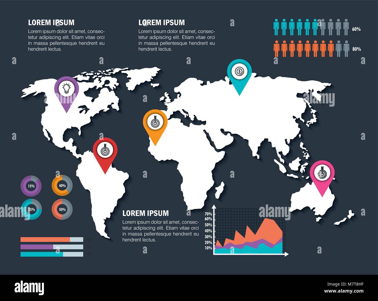 world planet with business infographic template icons Stock Vector ...