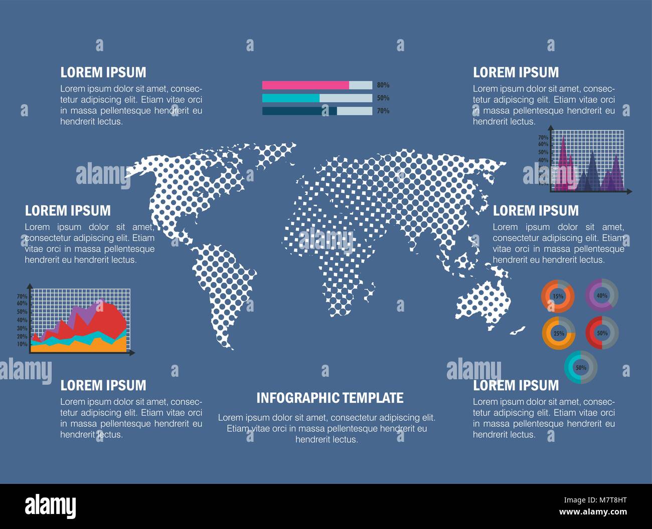 world planet with business infographic template icons Stock Vector ...