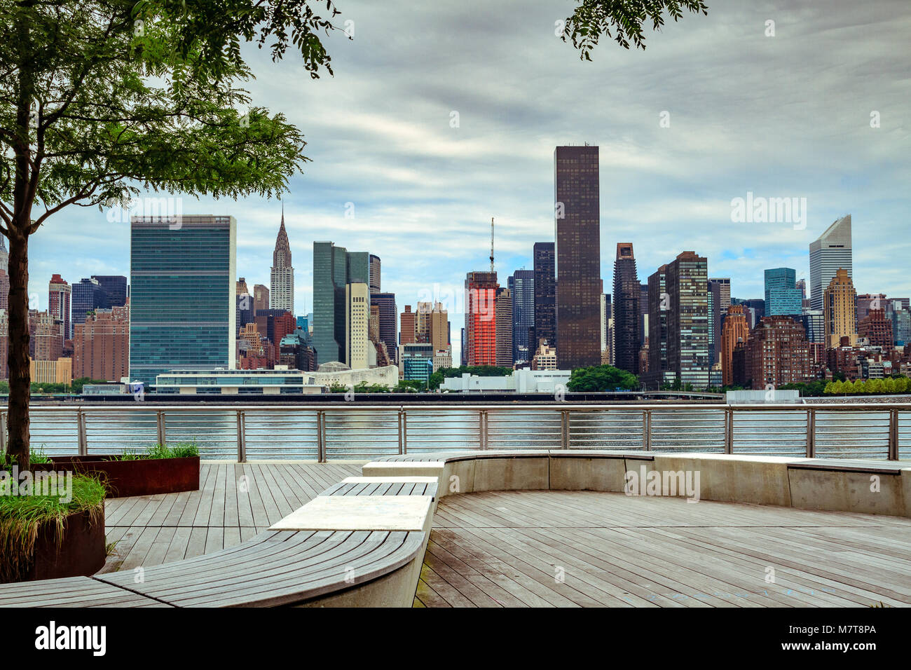 Midtown Manhattan and The United Nations Building across The East River ...