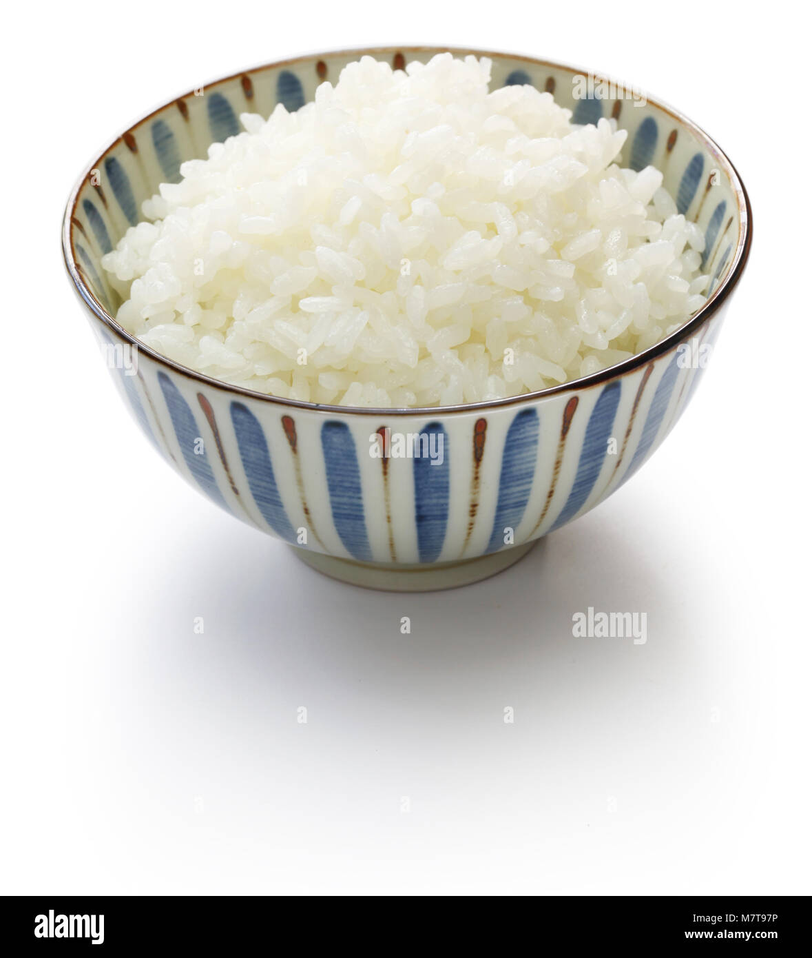 gohan, cooked white rice, japanese staple food isolated on white ...