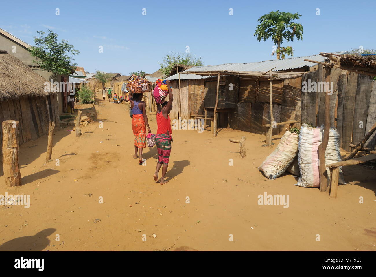 Poverty in Malagasy village. Small simple home on countryside of ...