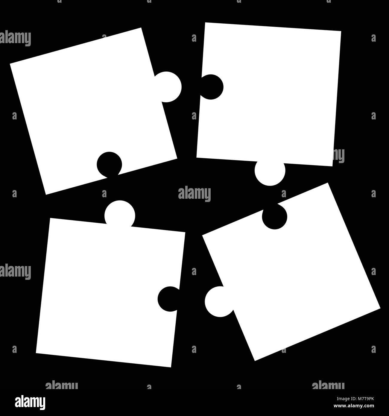 separate white puzzle pieces on black background - jigsaw - pictogram ...
