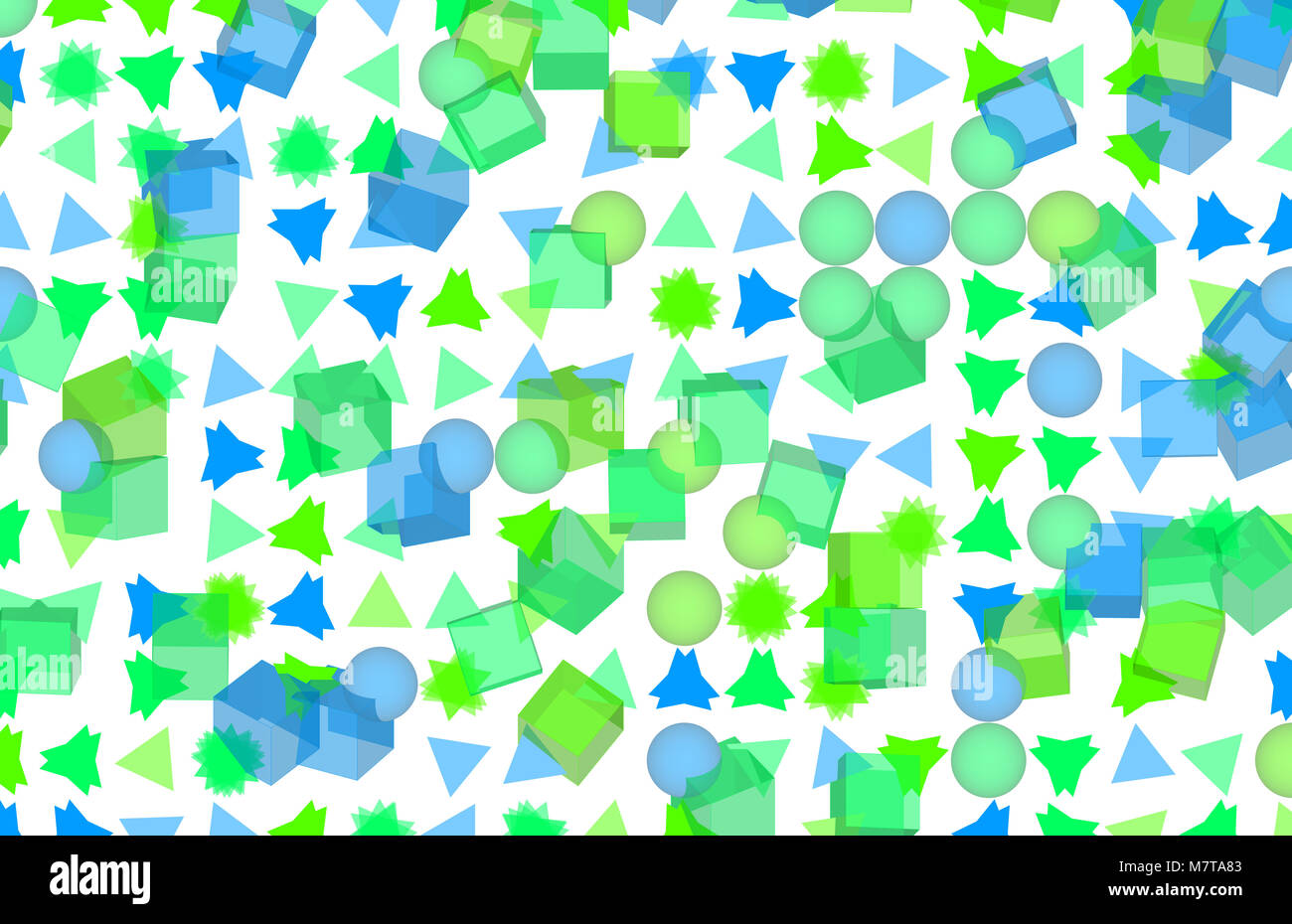 Mixed colored rectangle, triangle, circle, ellipse & star shape 3D ...