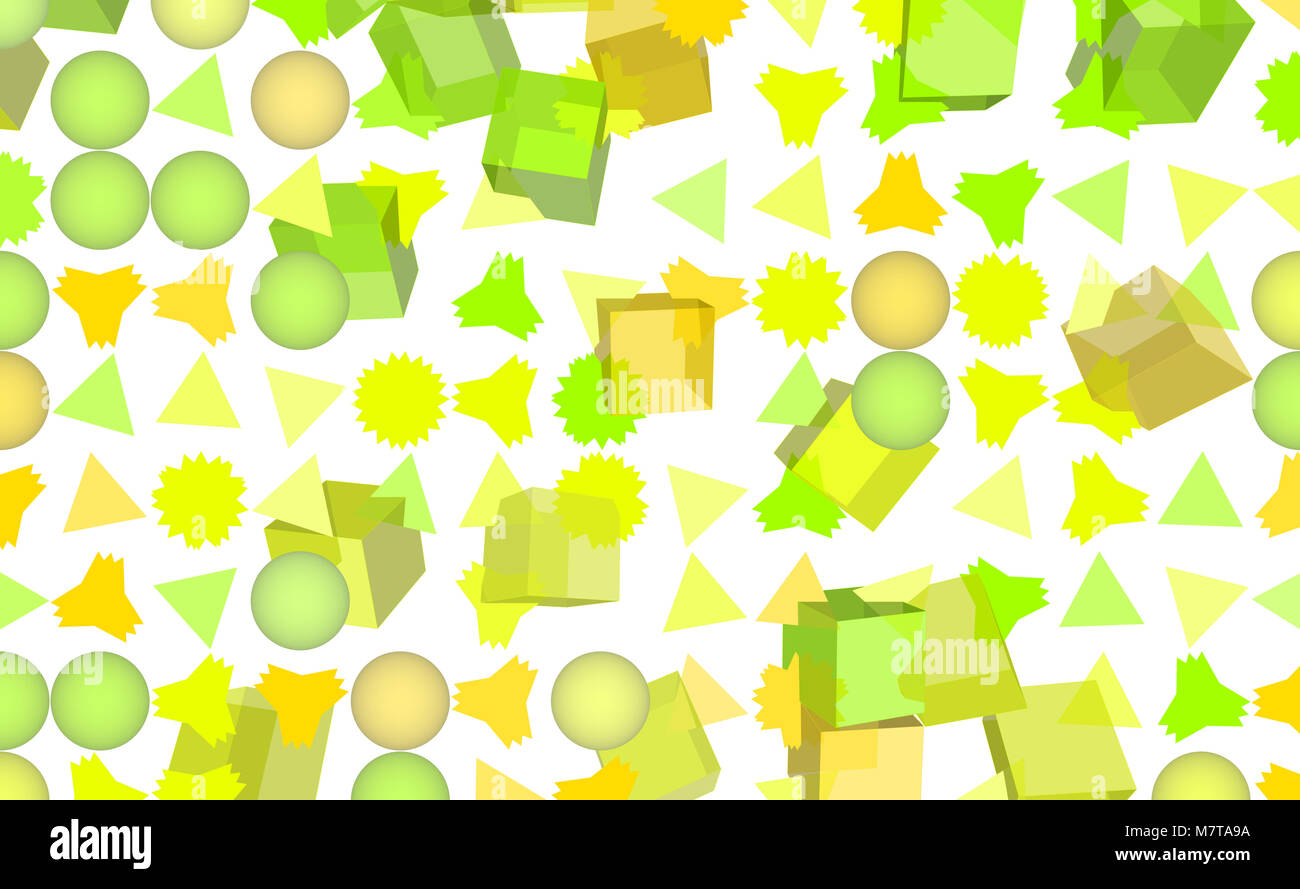 Mixed colored rectangle, triangle, circle, ellipse & star shape 3D ...