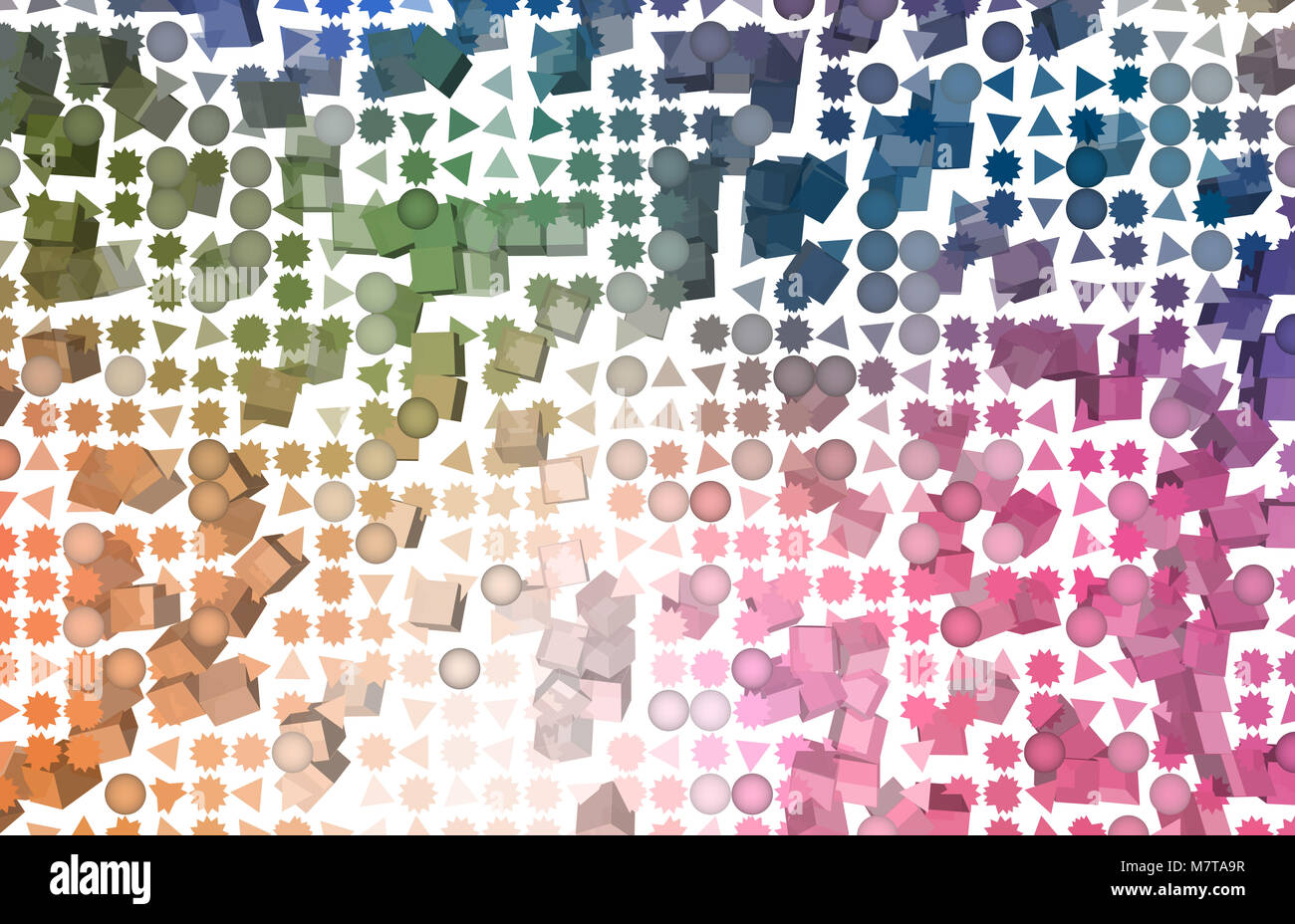 Mixed colored rectangle, triangle, circle, ellipse & star shape 3D ...