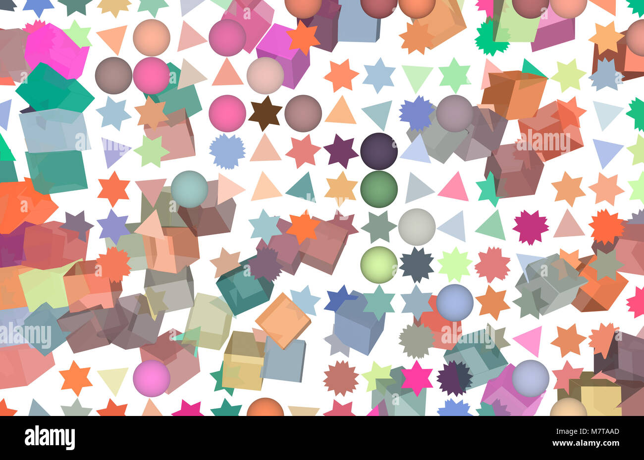 Mixed colored rectangle, triangle, circle, ellipse & star shape 3D ...