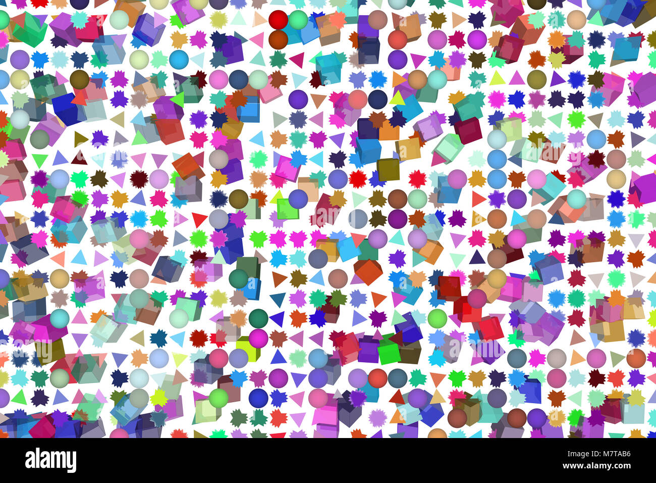 Mixed colored rectangle, triangle, circle, ellipse & star shape 3D ...