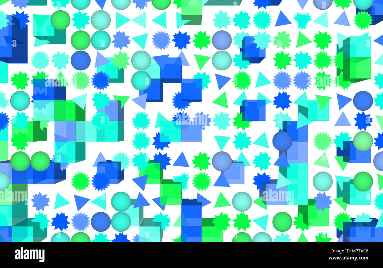 Mixed colored rectangle, triangle, circle, ellipse & star shape 3D ...