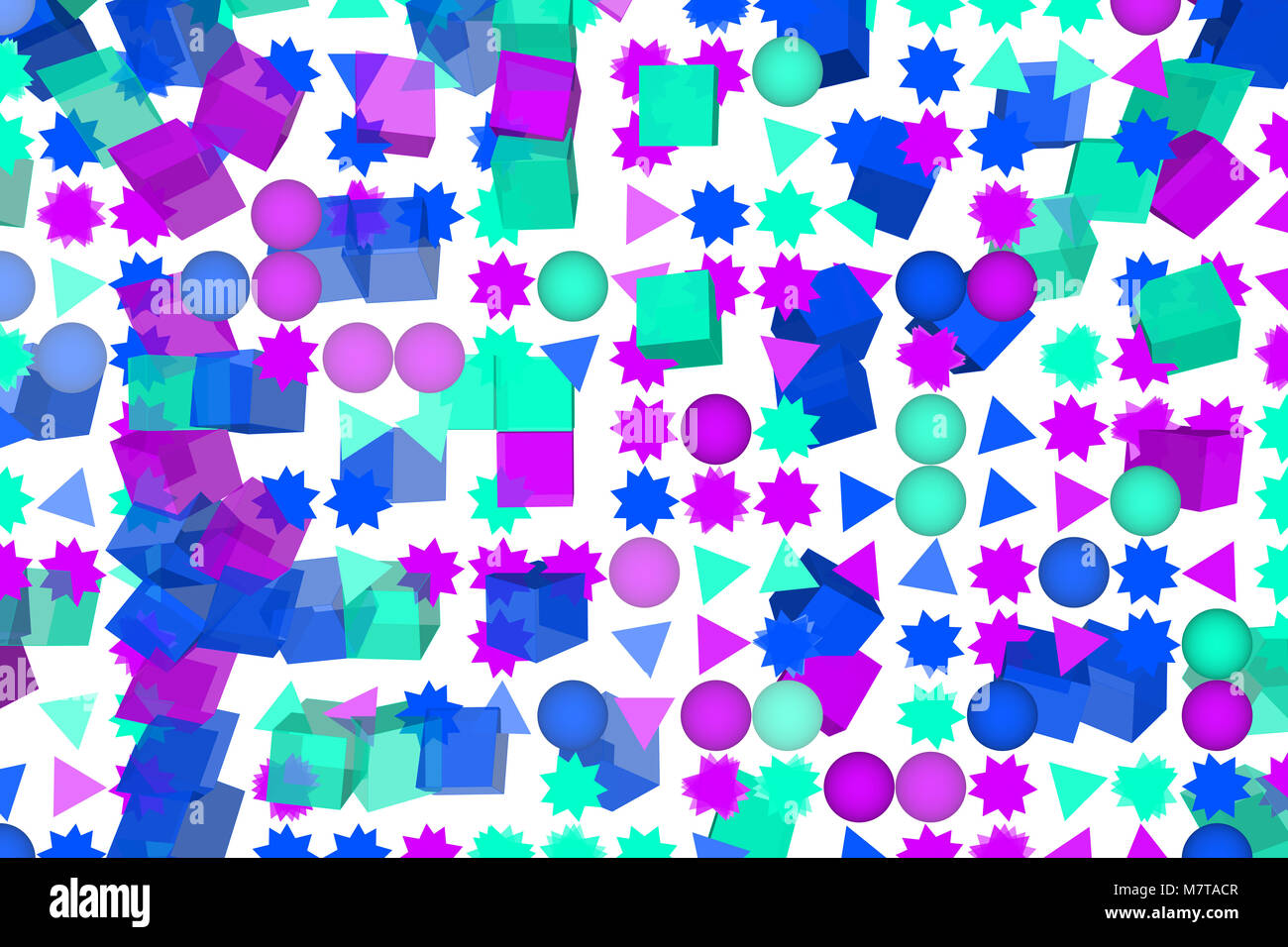 Mixed colored rectangle, triangle, circle, ellipse & star shape 3D ...
