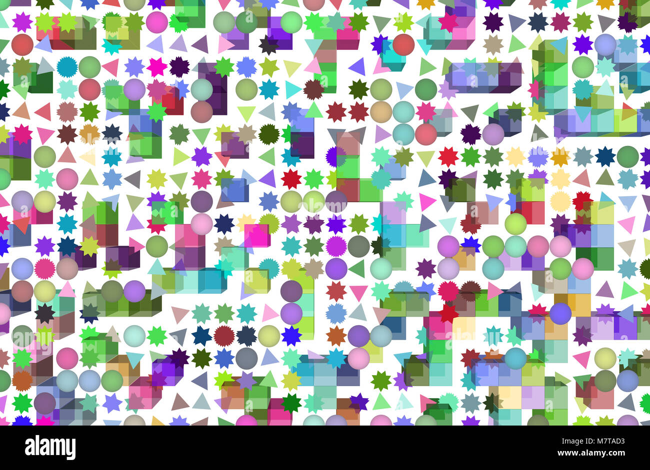 Mixed colored rectangle, triangle, circle, ellipse & star shape 3D ...