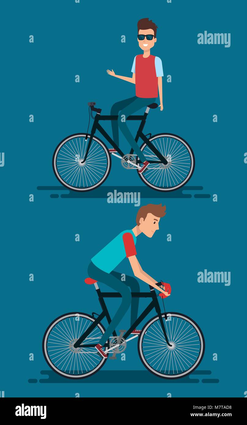 young men with bicycle Stock Vector Image & Art - Alamy
