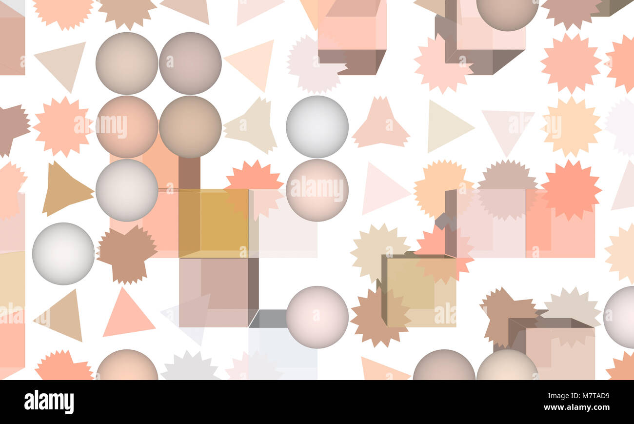 Mixed colored rectangle, triangle, circle, ellipse & star shape 3D ...