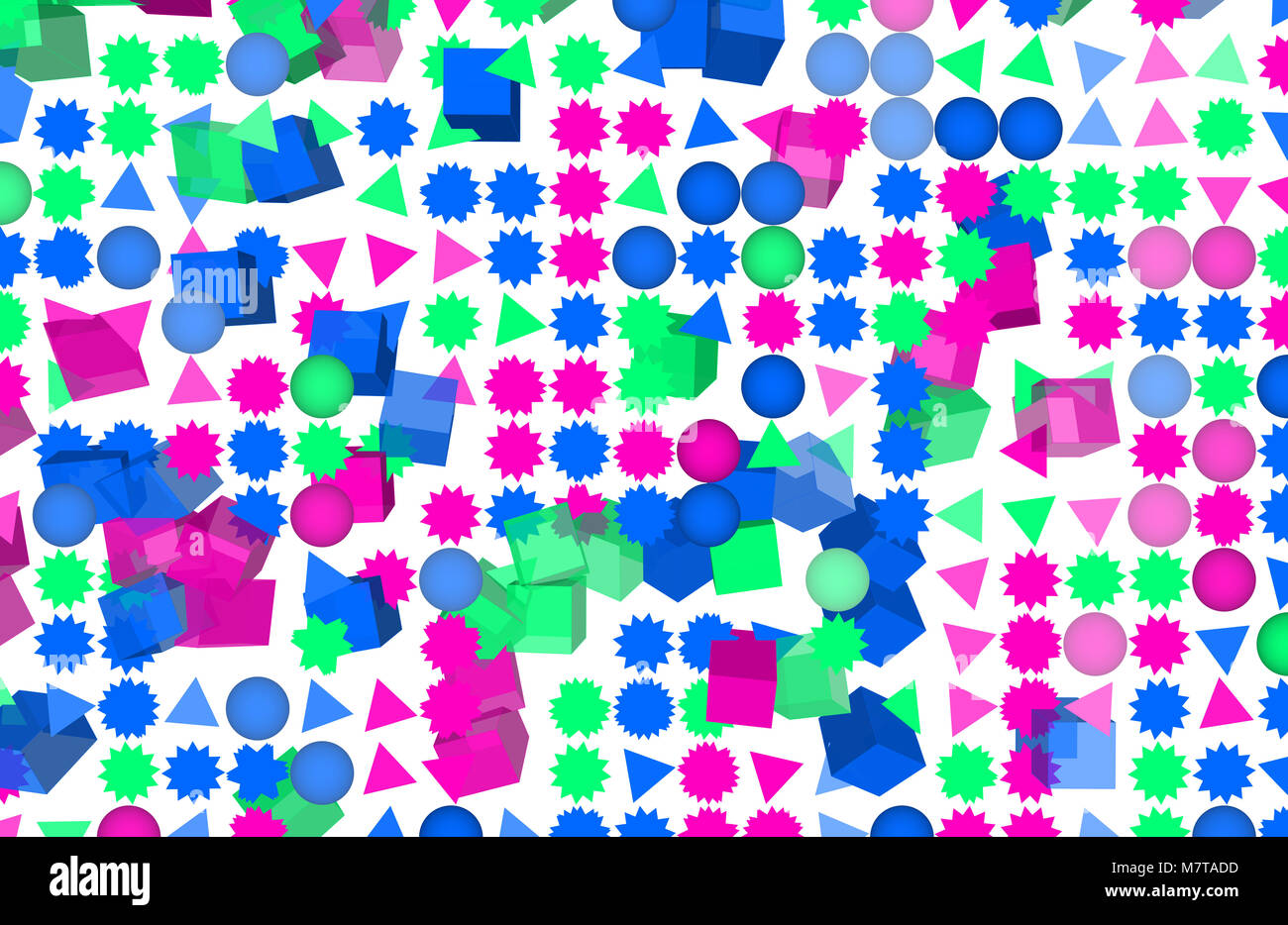 Mixed colored rectangle, triangle, circle, ellipse & star shape 3D ...