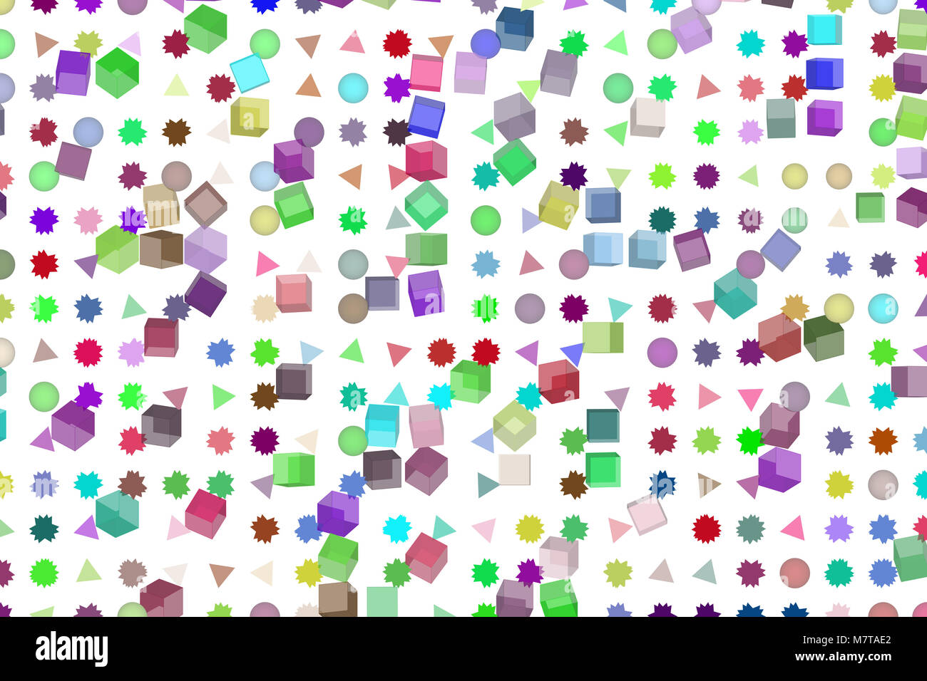 Mixed colored rectangle, triangle, circle, ellipse & star shape 3D ...