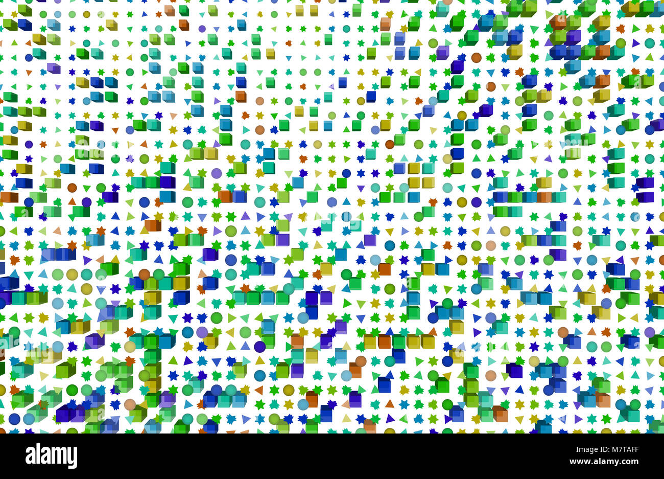 Mixed colored rectangle, triangle, circle, ellipse & star shape 3D ...