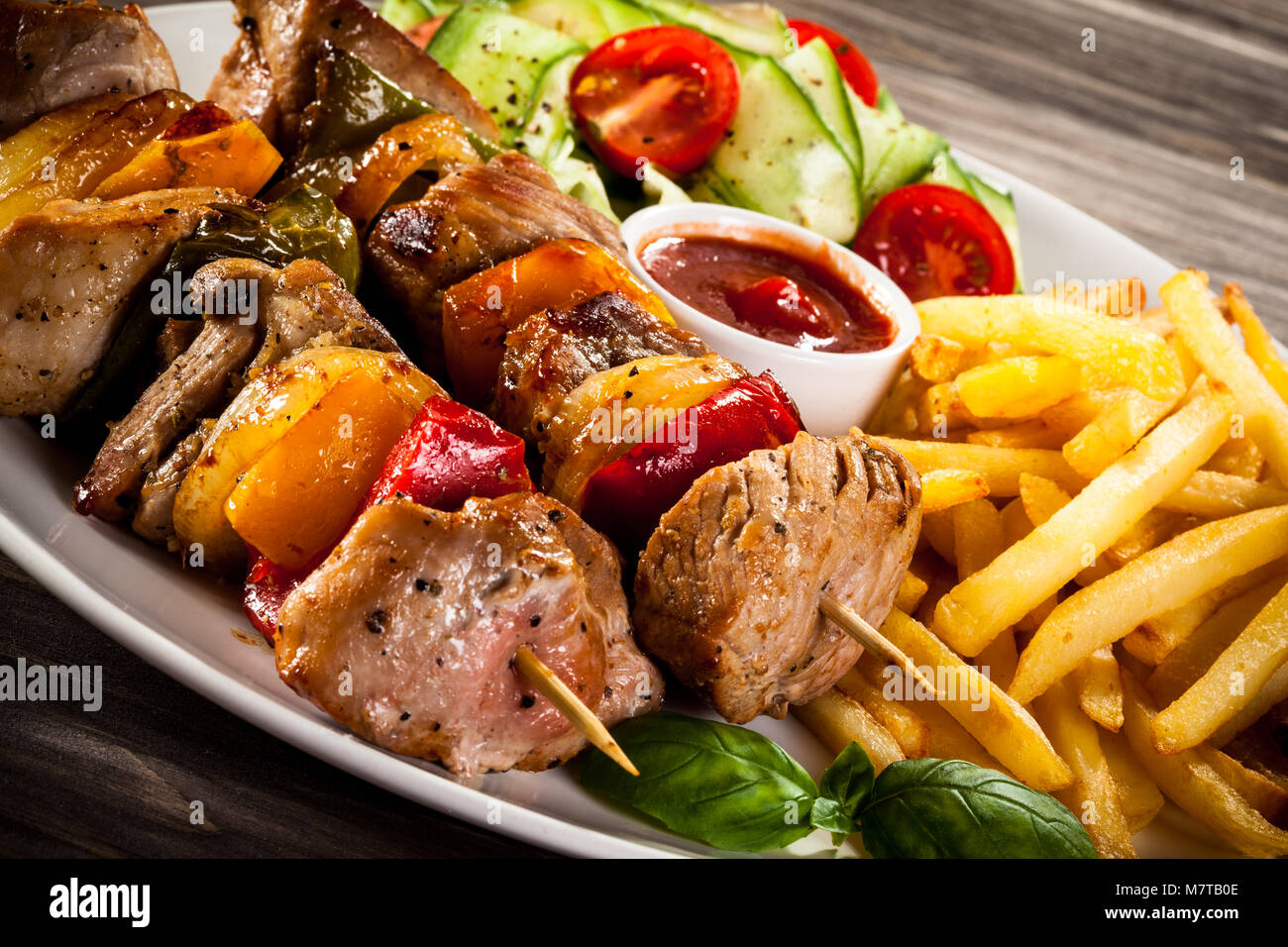 Kebab - grilled meat and vegetables Stock Photo - Alamy