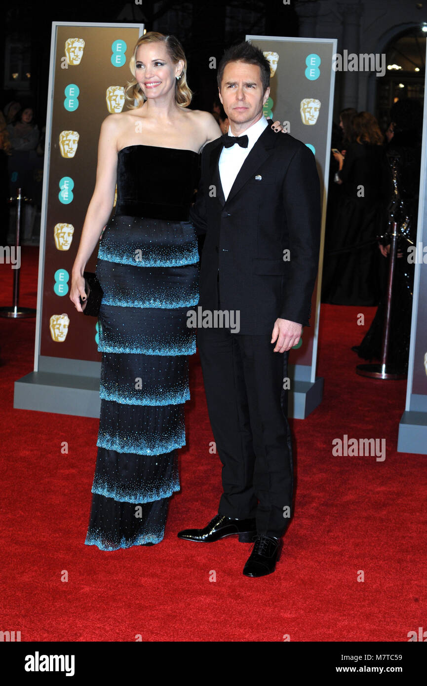 Leslie Bibb and Sam Rockwell at the 71st British Academy Film Awards at ...