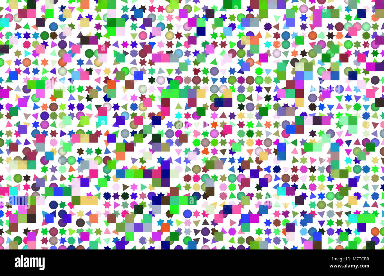 Mixed colored rectangle, triangle, circle, ellipse & star shape 3D ...