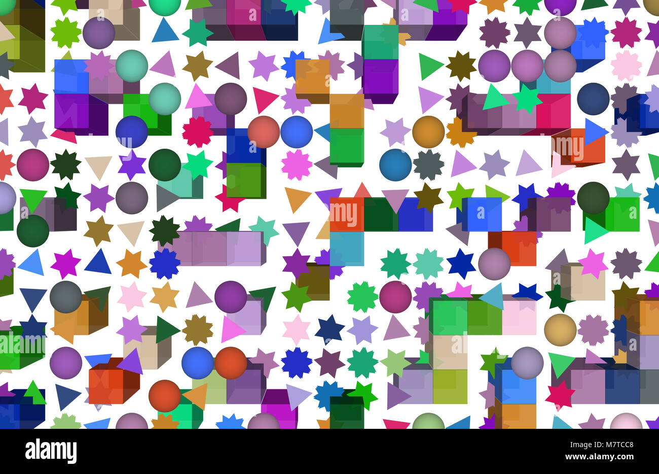 Mixed colored rectangle, triangle, circle, ellipse & star shape 3D ...