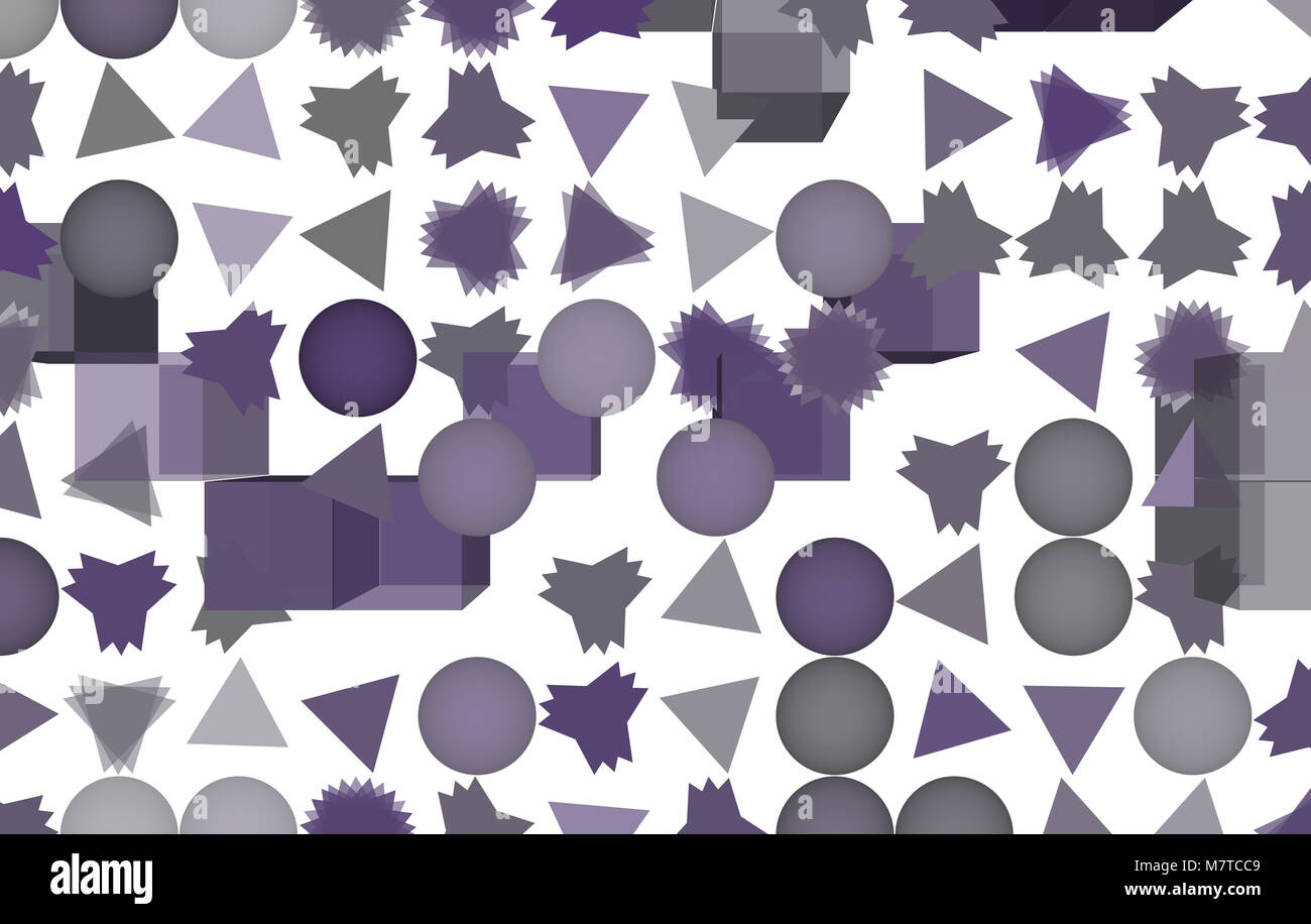 Mixed colored rectangle, triangle, circle, ellipse & star shape 3D ...