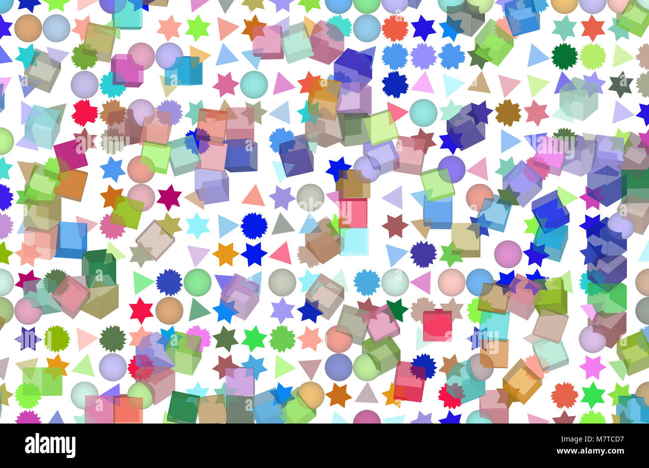 Mixed colored rectangle, triangle, circle, ellipse & star shape 3D ...