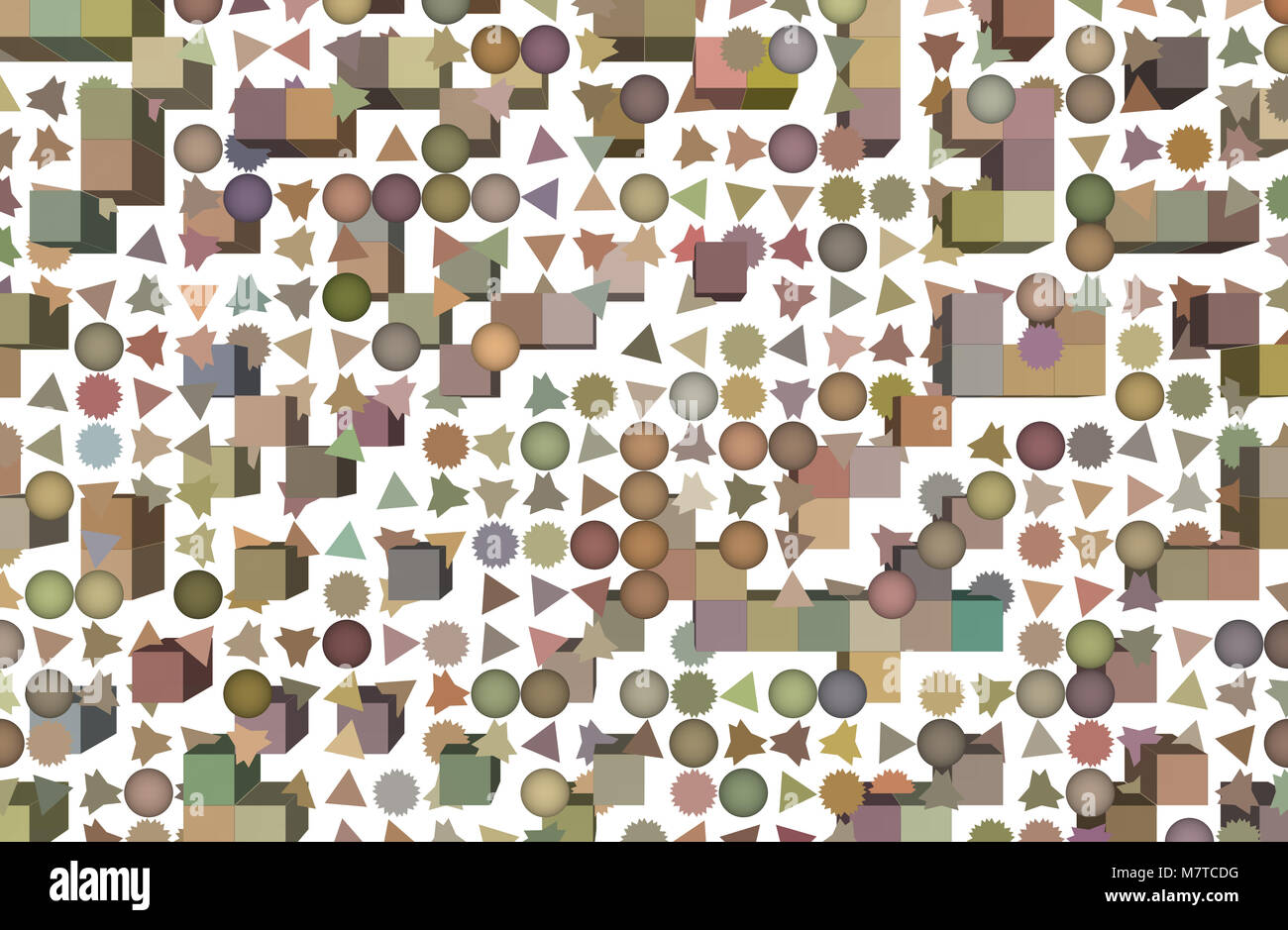 Mixed colored rectangle, triangle, circle, ellipse & star shape 3D ...