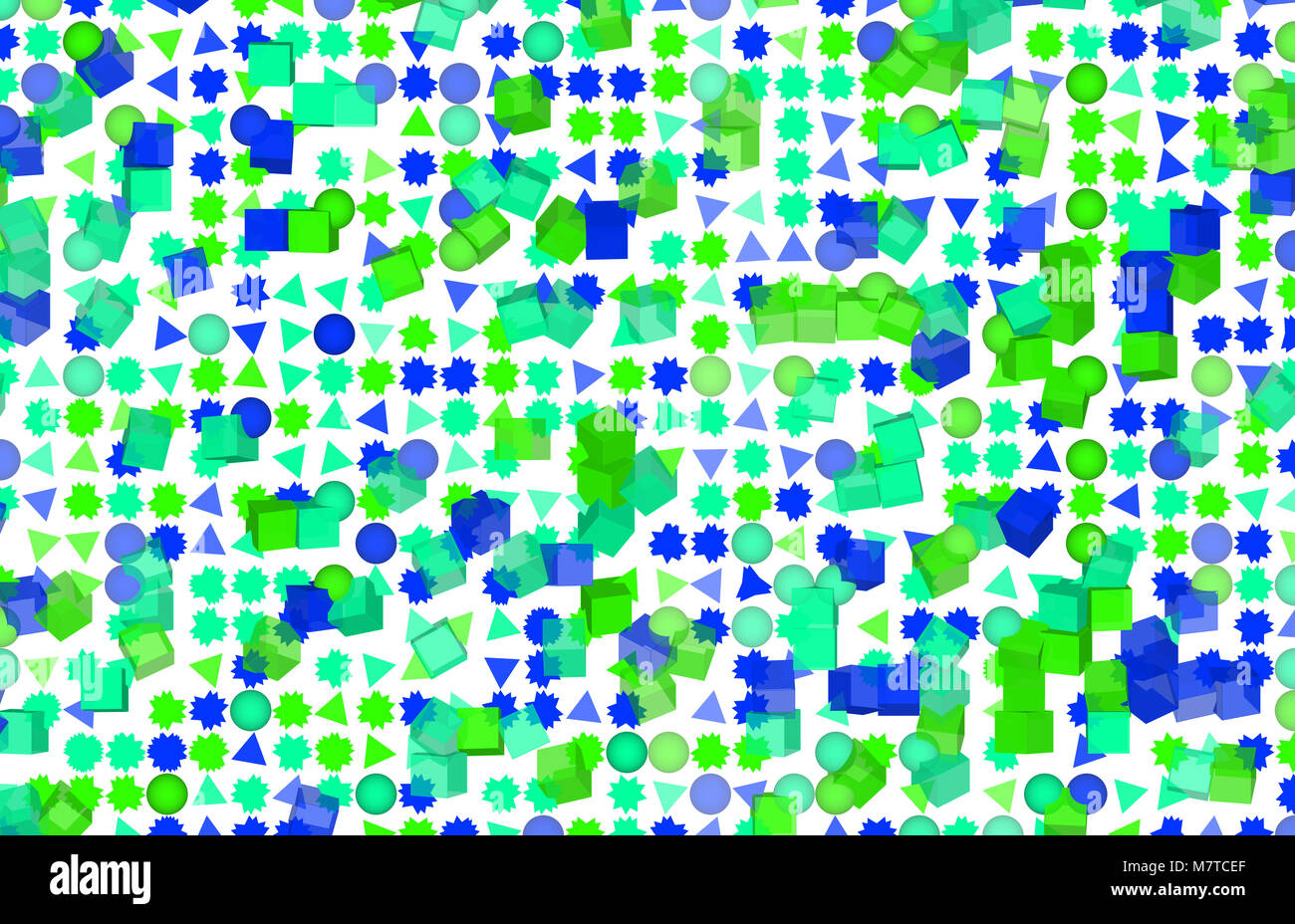 Mixed colored rectangle, triangle, circle, ellipse & star shape 3D ...