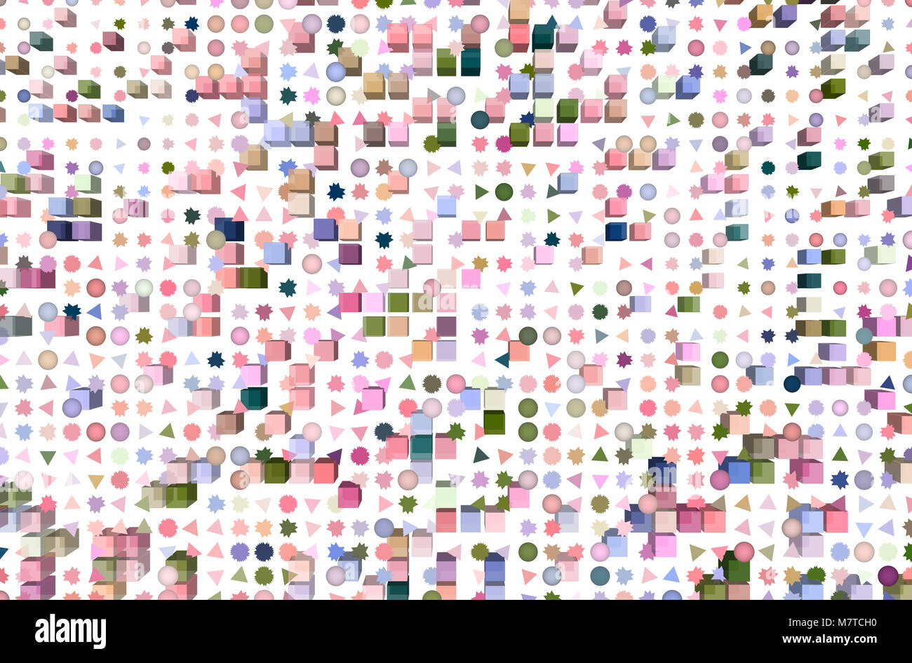 Mixed colored rectangle, triangle, circle, ellipse & star shape 3D ...
