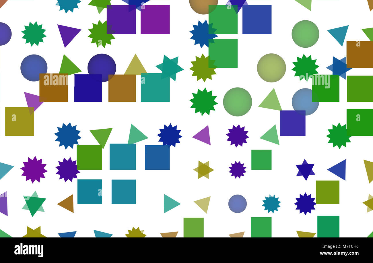 Mixed colored rectangle, triangle, circle, ellipse & star shape 3D ...