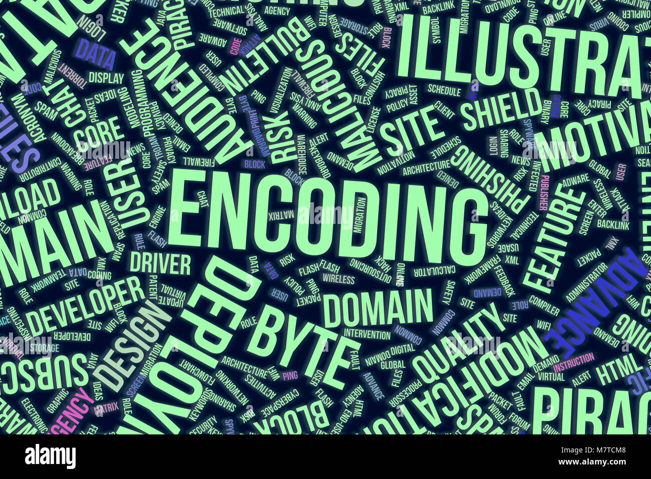 Encoding, IT, information technology conceptual word cloud for for ...