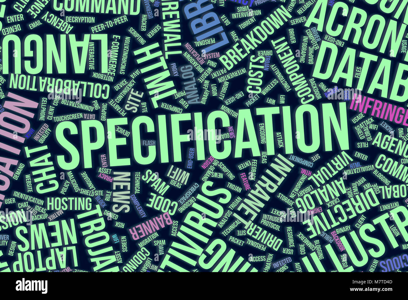 Specification, IT, information technology conceptual word cloud for for ...