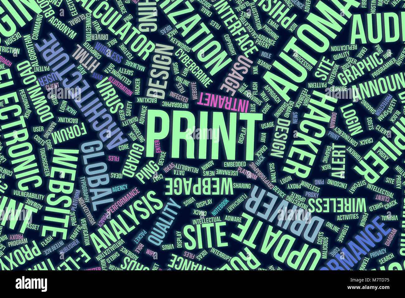 Print, IT, information technology conceptual word cloud for for design ...
