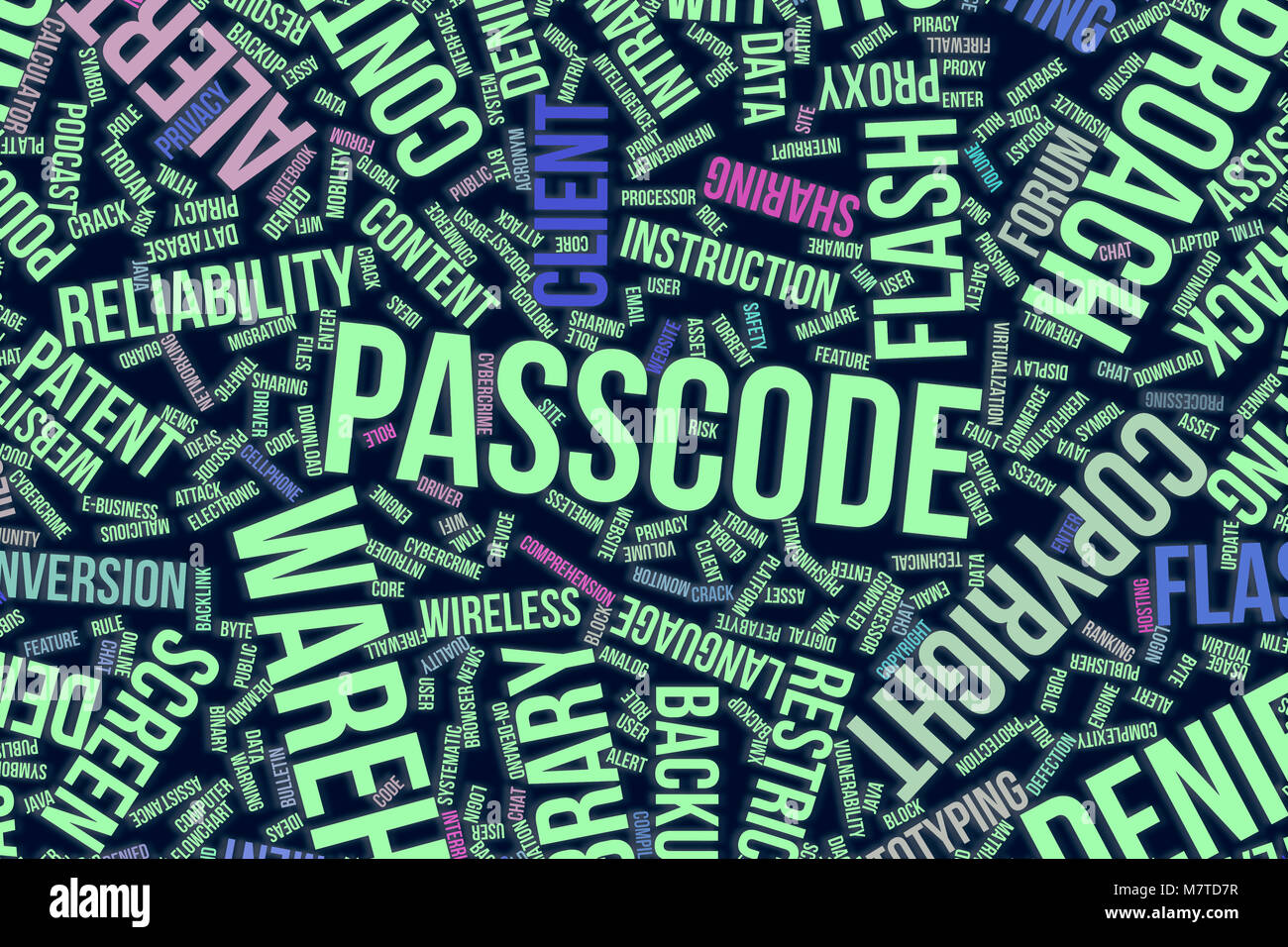 Passcode, IT, information technology conceptual word cloud for for ...