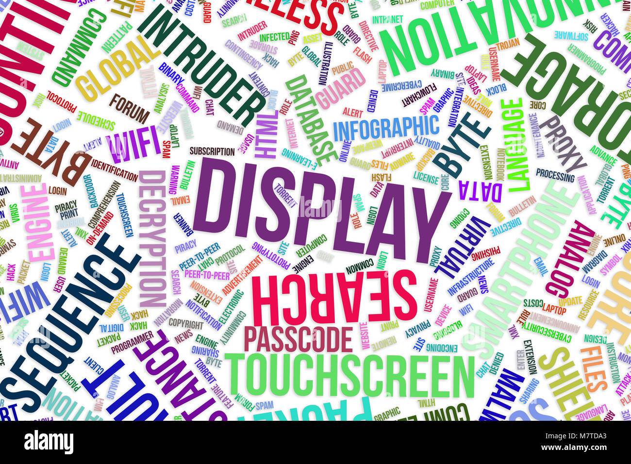 Display, IT, information technology conceptual word cloud for for ...