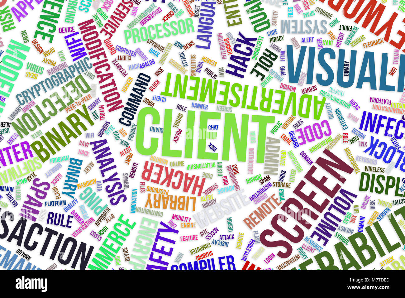 Client, IT, information technology conceptual word cloud for for design ...