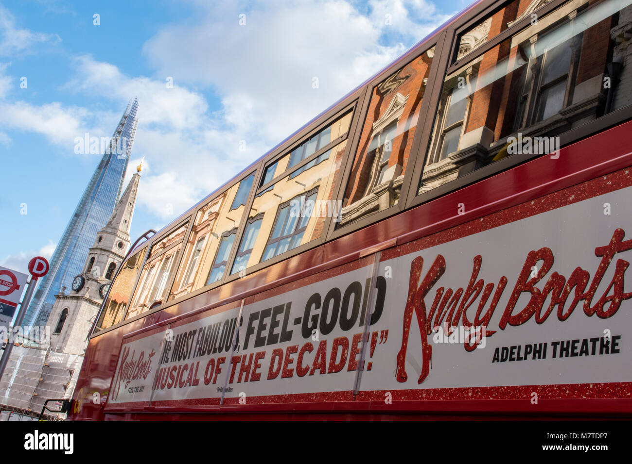 ared routemaster double decker london bus advertising kinky boots at ...