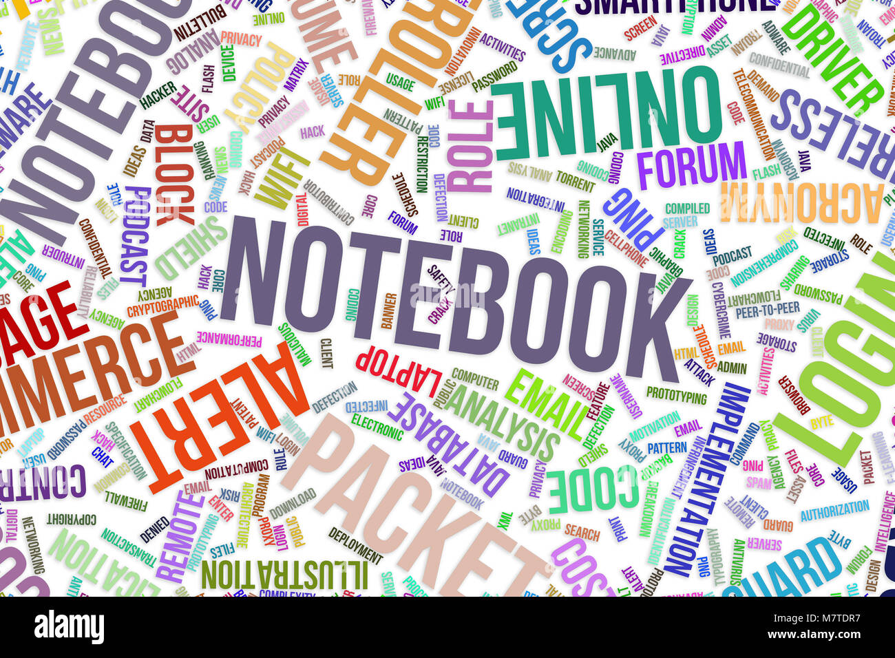 Notebook, IT, information technology conceptual word cloud for for ...