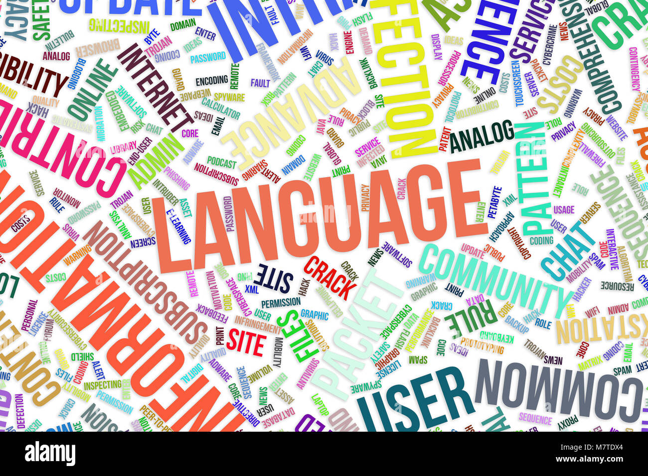Language, IT, information technology conceptual word cloud for for ...