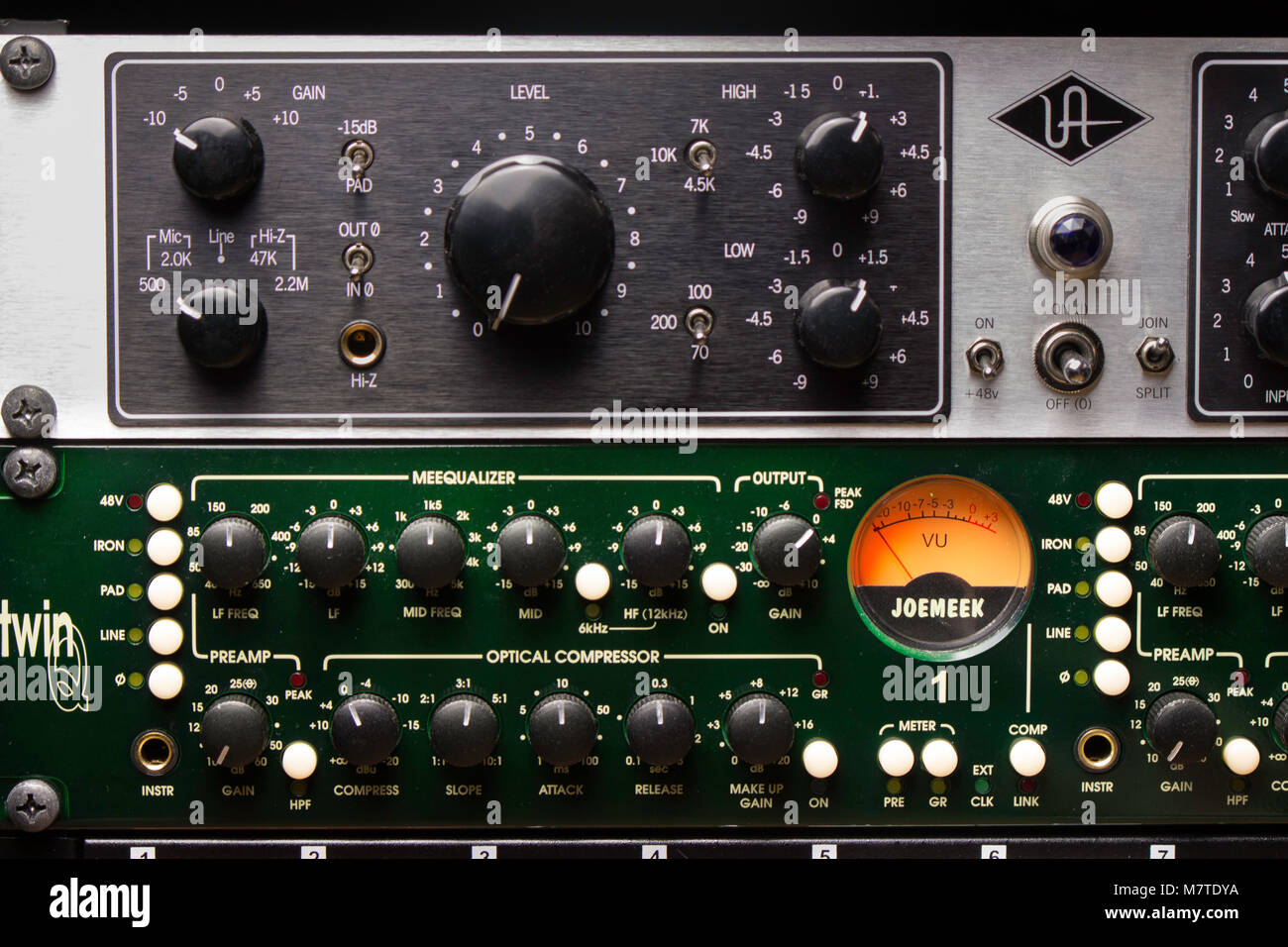 A mixture of dials and meters recording the sound from artists in the ...