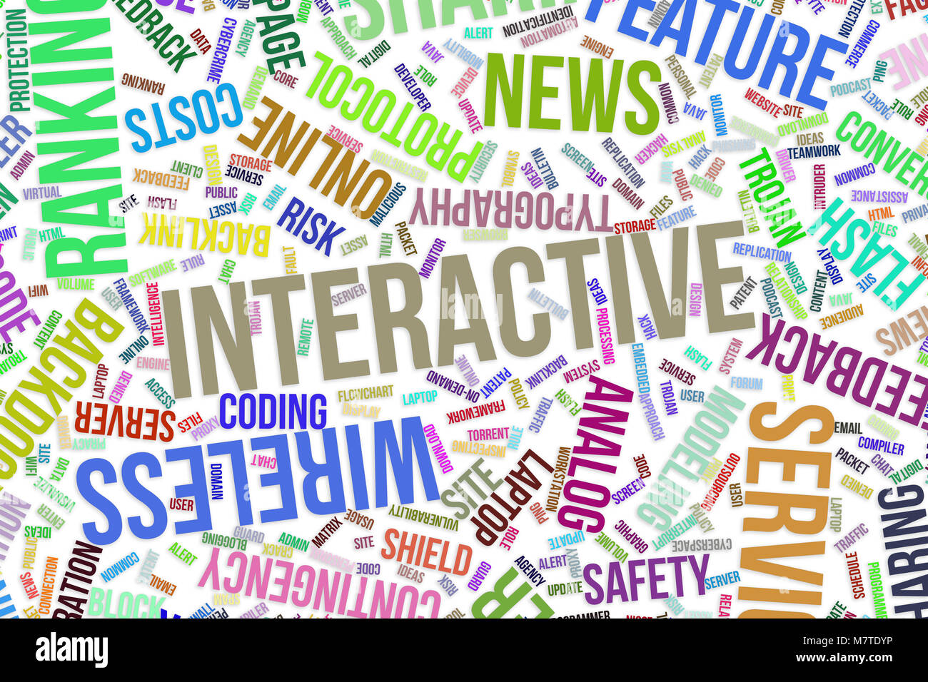 Interactive, IT, information technology conceptual word cloud for for ...
