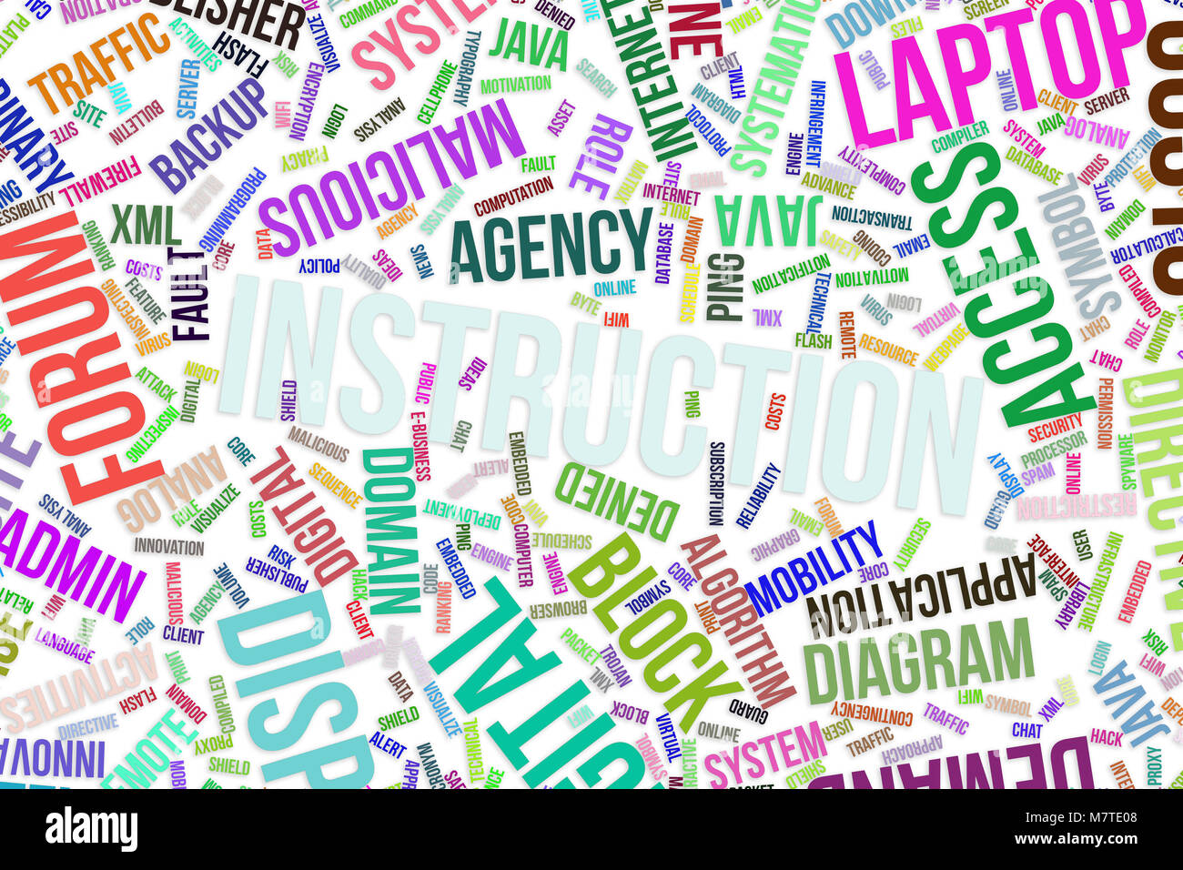 Instruction, IT, information technology conceptual word cloud for for ...