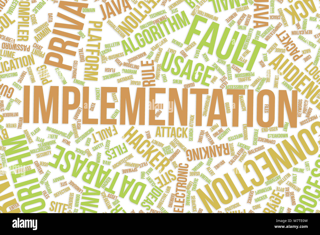 Implementation, IT, information technology conceptual word cloud for ...
