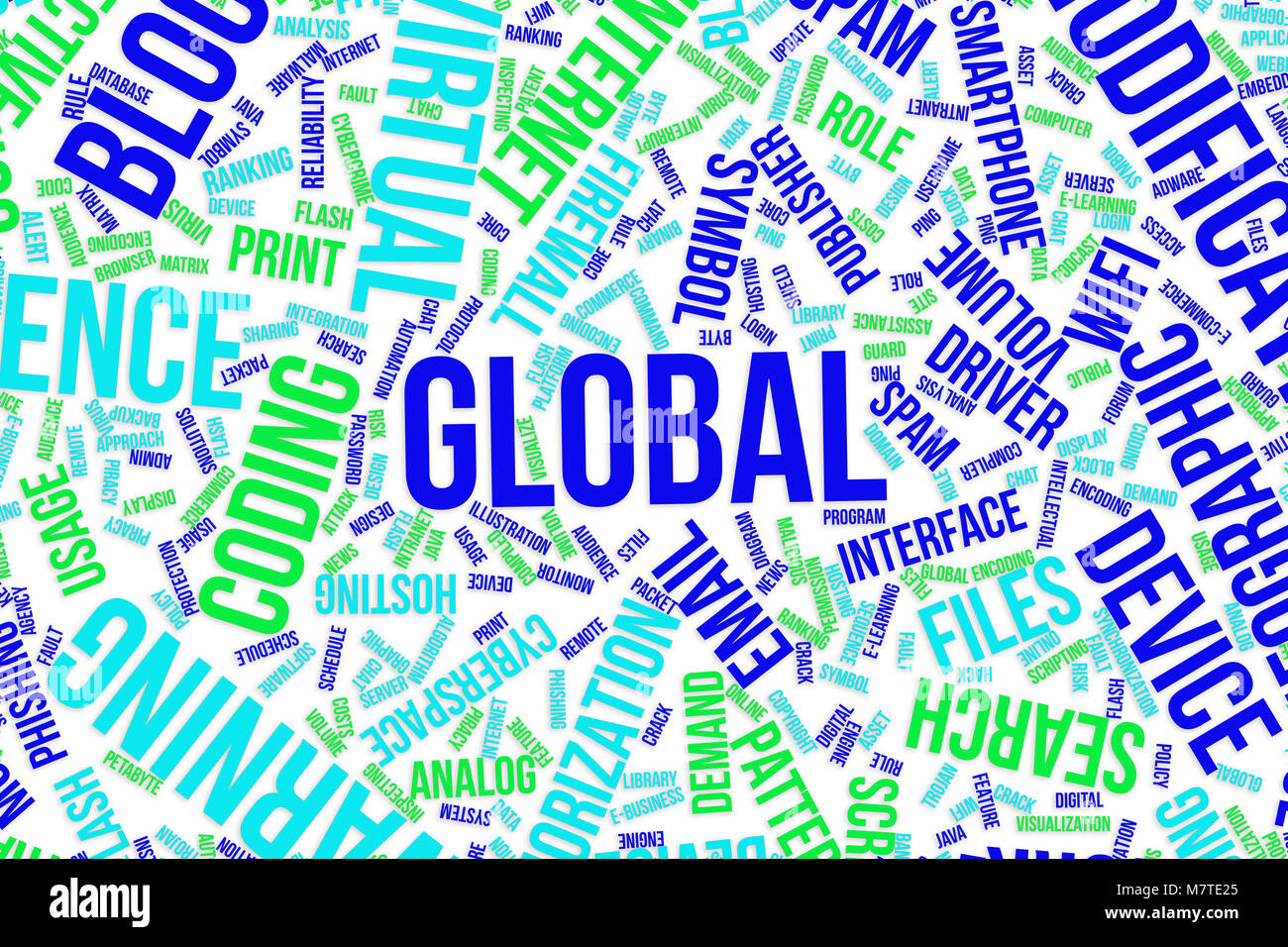 Global, IT, information technology conceptual word cloud for for design ...