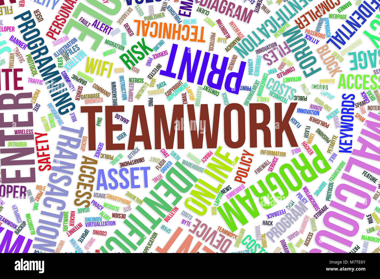 Teamwork, IT, information technology conceptual word cloud for for ...